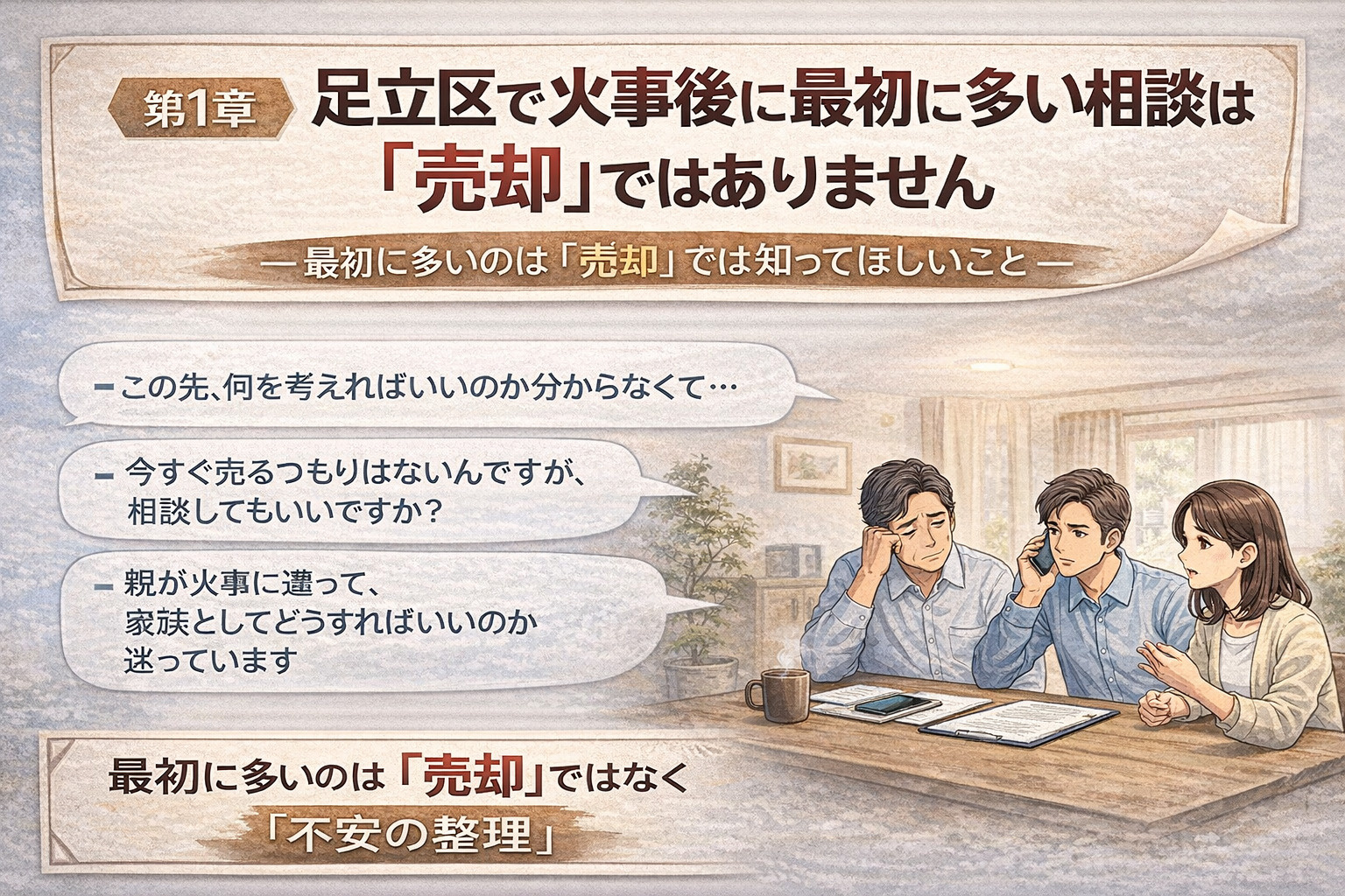 足立区で火事に遭った家をどうすればいいか分からない方へ ――売却を考え始める前に、まず知ってほしいこと｜葛飾区・足立区の中古不動産売却専門店